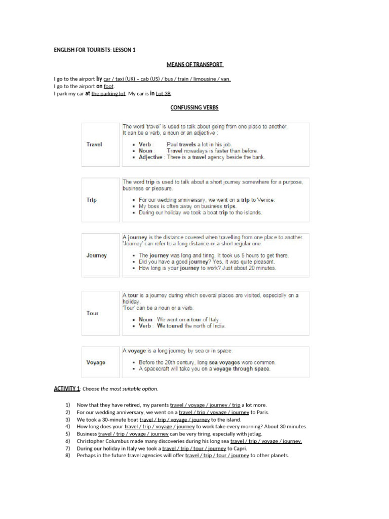 English For Tourism 1 | PDF | Transport | Aviation