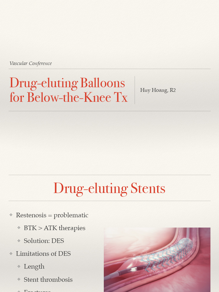 Drug-Eluting Balloons in BTK Treatment | PDF | Stent | Medical Specialties