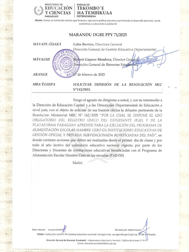 Uso Obligatorio de Paraguay Aprende 2025 | PDF | Aprendizaje