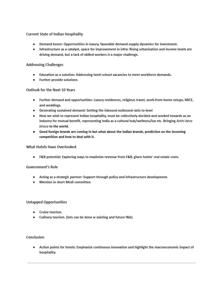 Indian Hospitality: Trends & Opportunities | PDF