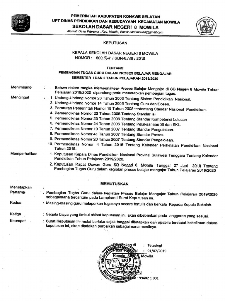 SK P.tugas 2019 | PDF