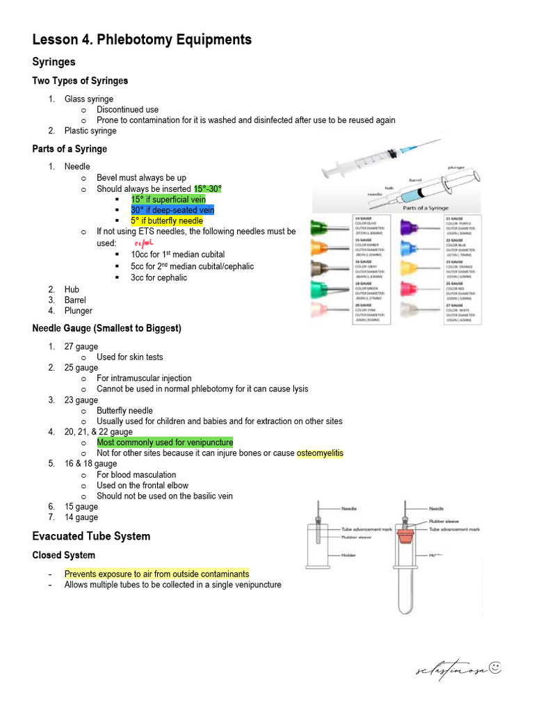 Lesson 4. Phlebotomy Equipments | PDF | Syringe | Clinical Medicine
