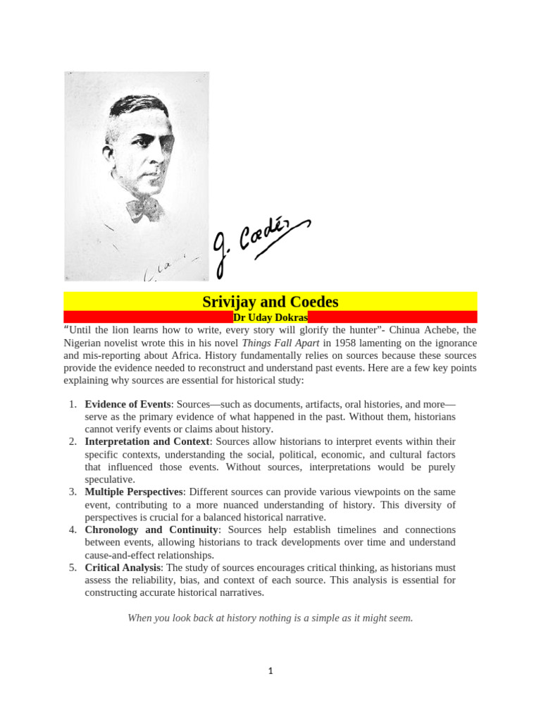 Coedès and the Legacy of Srivijaya | PDF
