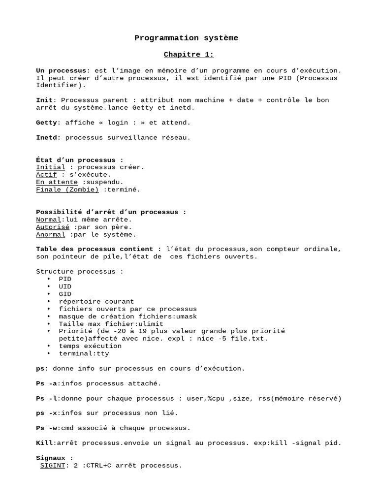 Introduction à la Programmation Système | PDF | Informatique ...