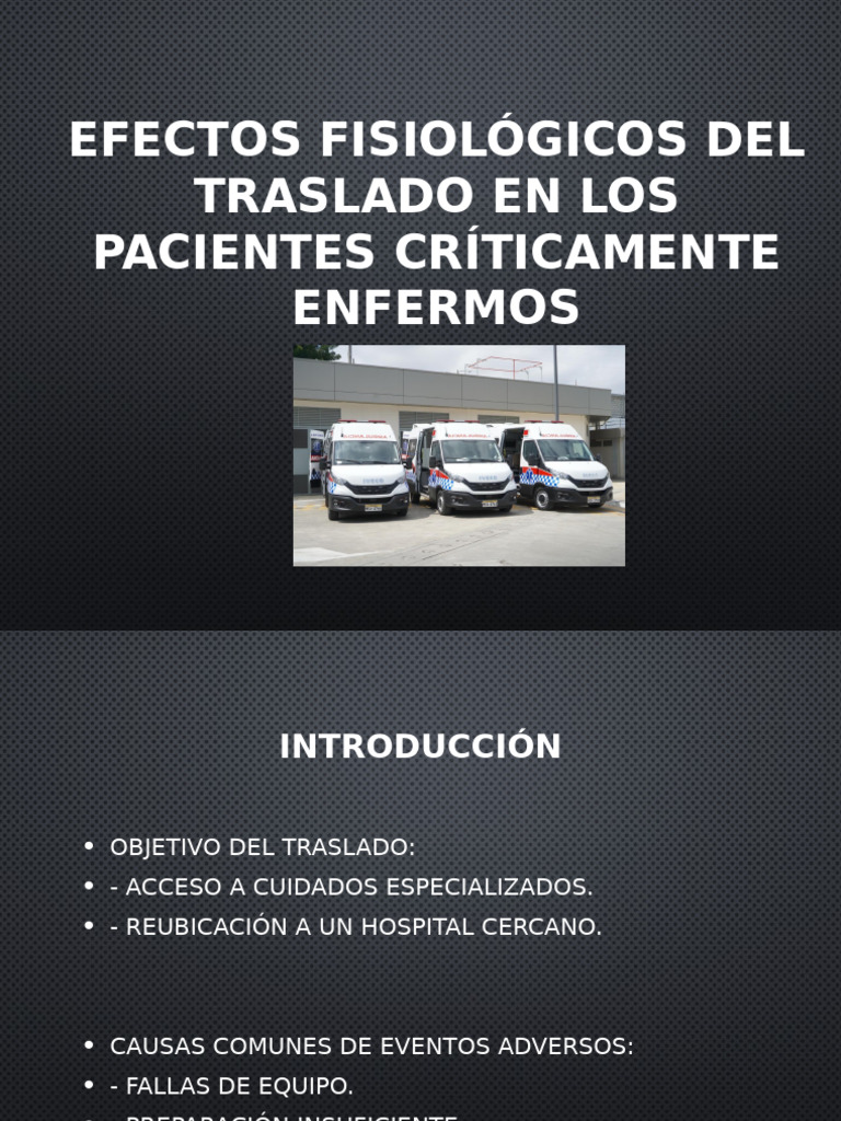 Efectos Fisiológicos del Traslado en Pacientes Críticos | PDF | Sistema ...