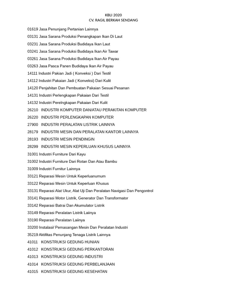 Kbli CV Ragil Berkah Sendang | PDF