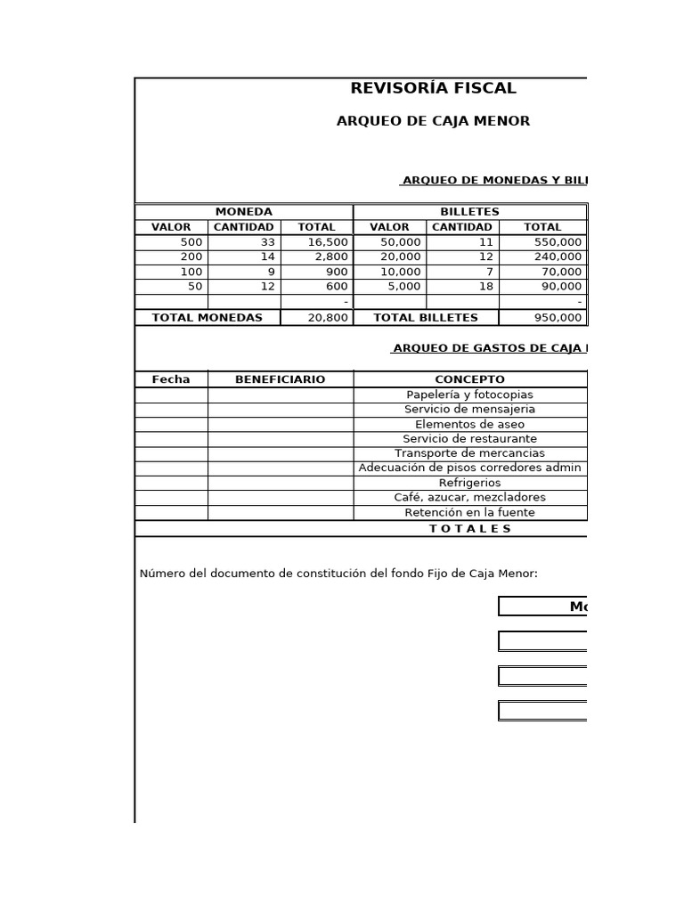 Arqueo de Caja Menor y Gastos Fiscales | PDF