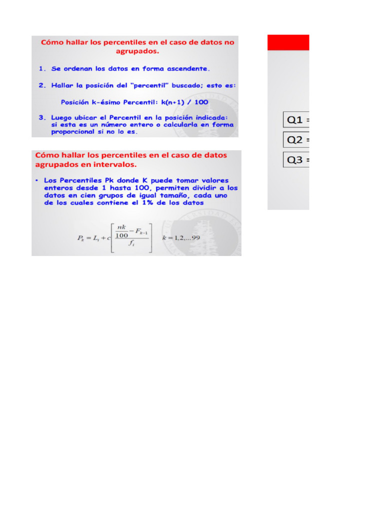 Cálculo de Percentiles y Cuartiles | PDF | Cuantil | Estadísticas descriptivas