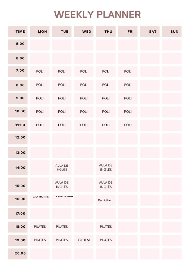 Pink & White Schedule Weekly Planner | PDF