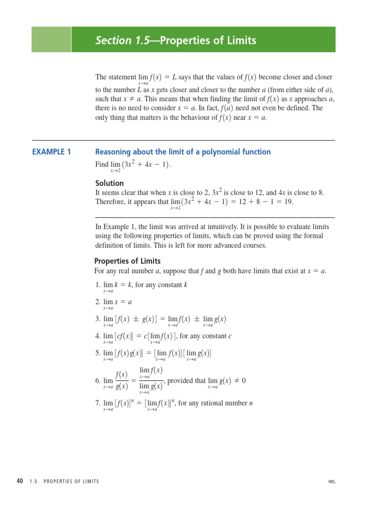 Properties of Limits Explained | PDF | Function (Mathematics ...