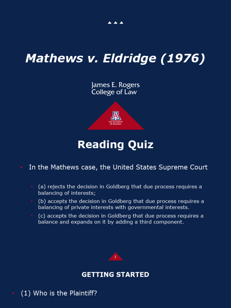 401 Slides- Mathews v. Eldridge | PDF | Due Process | Due Process Clause