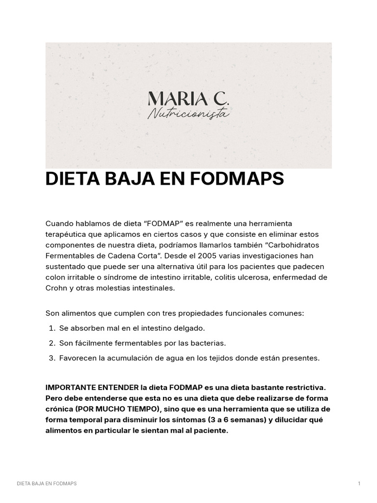 Dieta Baja en Fodmaps | PDF | Vegetales | ensalada