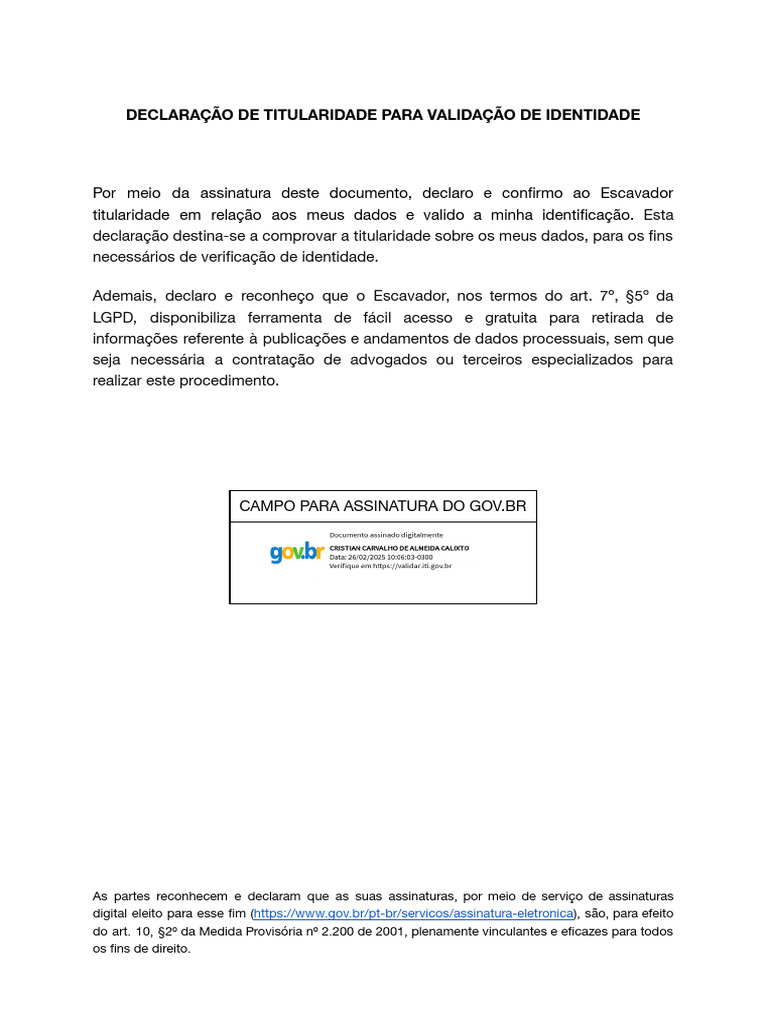 Declaracao Titularidade (2) Assinado | PDF