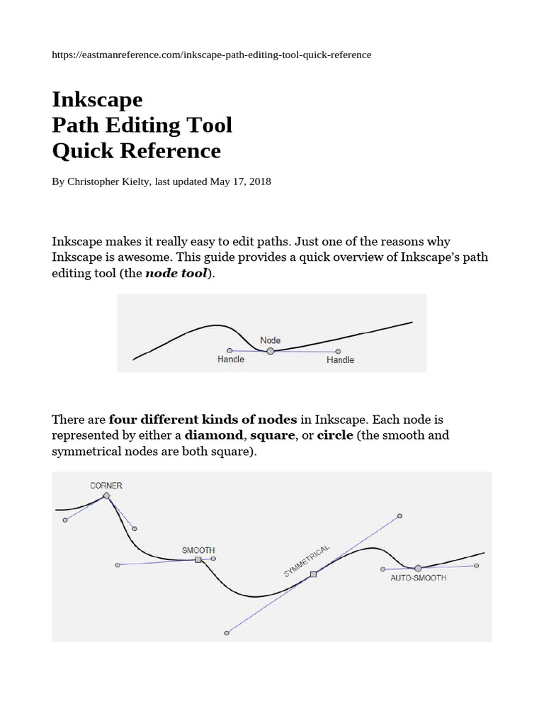 Inkscape Path Editing Tool Quick Reference | PDF