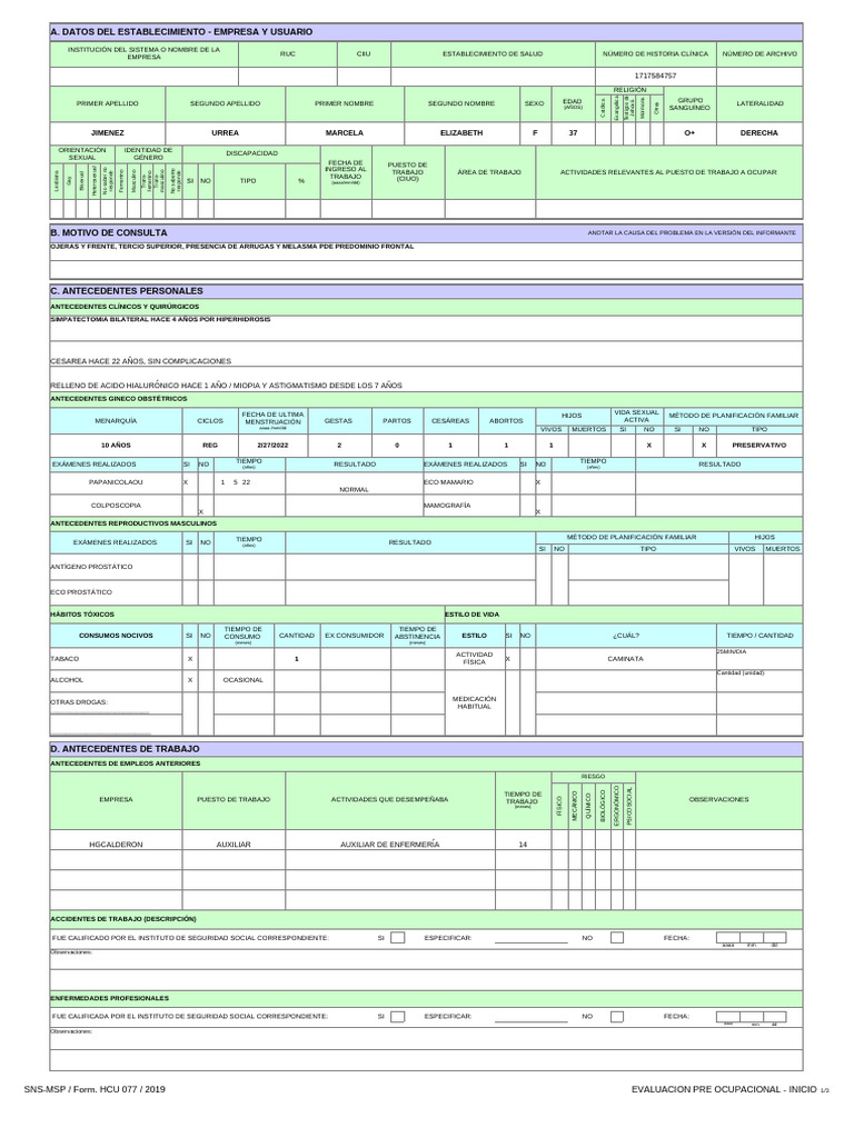 Formato Historia Clinica Msp Pub | PDF | Sexualidad | La sexualidad humana