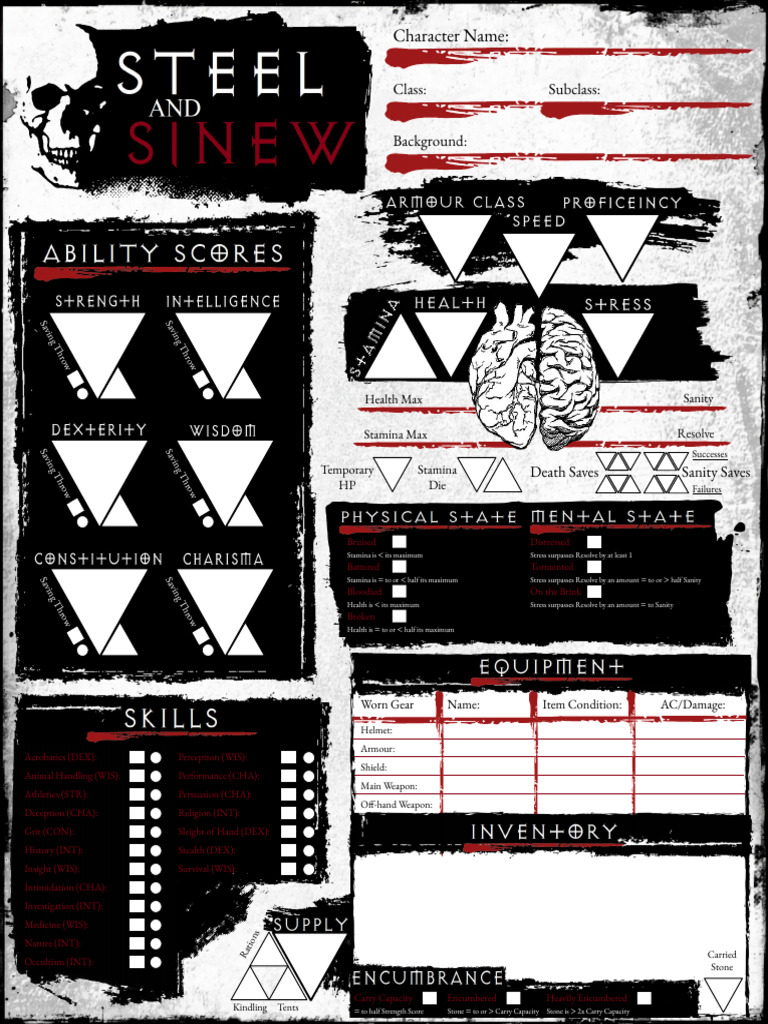 Steel & Sinew Character Sheet | PDF