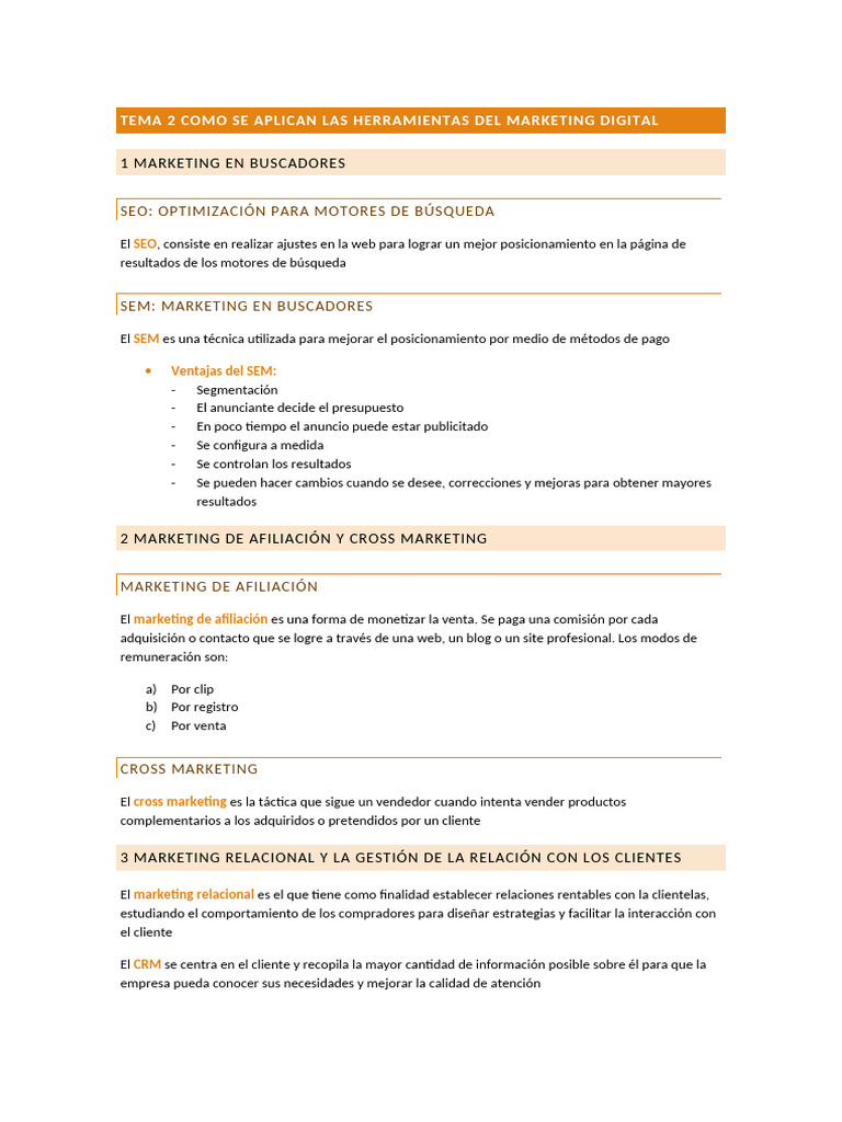 Tema 2 Como Se Aplican Las Herramientas Del Marketing Digital | PDF | Marketing | Marketing de ...
