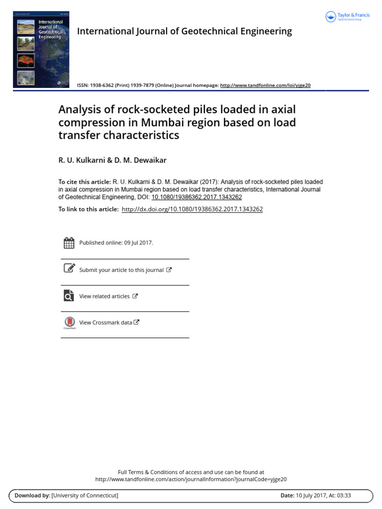 Analysis of Rock-Socketed Piles Loaded in Axial | PDF | Basalt ...