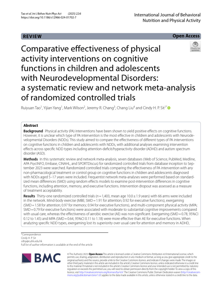 Comparative Effectiveness of Physical Activity Interventions On ...