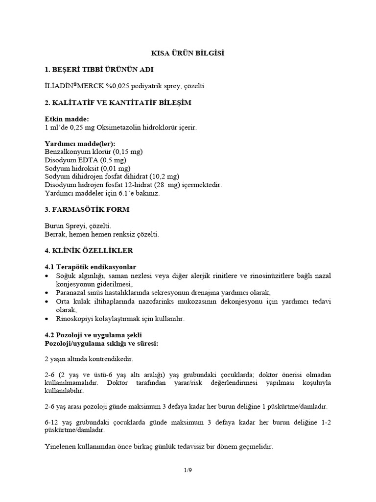 Iliadin Merck 0 025 Pediatrik Sprey | PDF