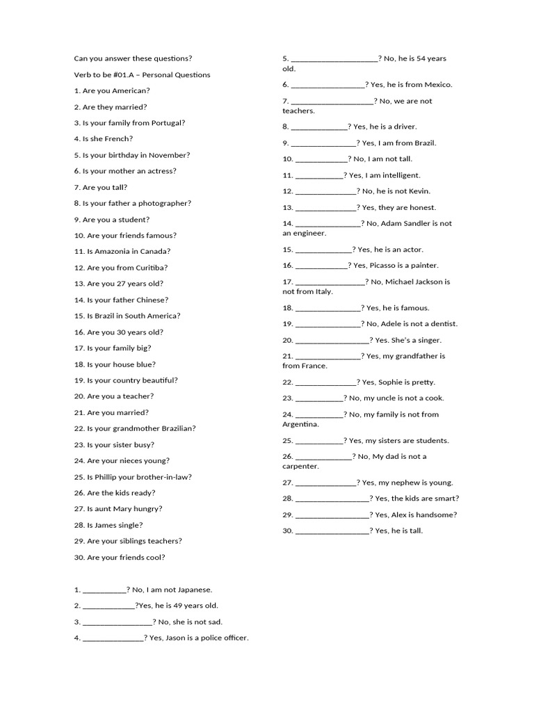 Can You Answer These Questions Pdf