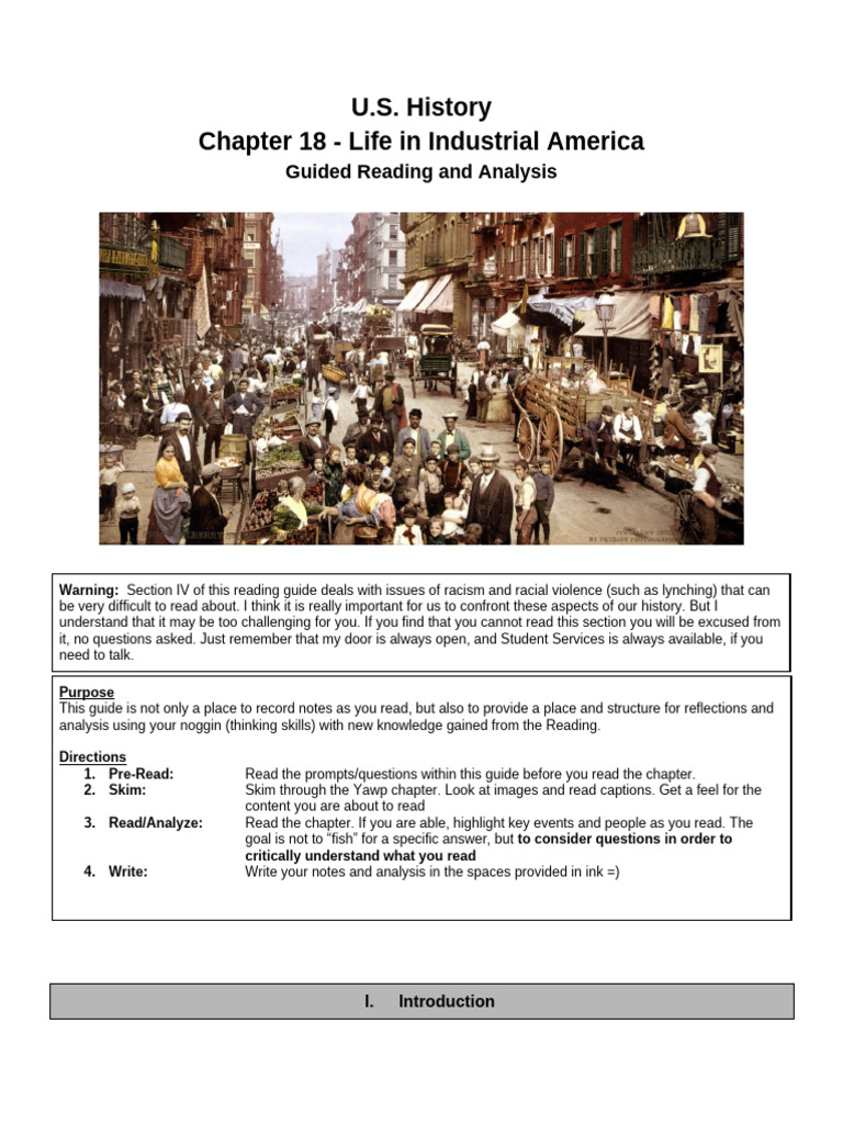 Chapter 18 - Life in Industrial America - Comp | PDF | Jim Crow Laws ...