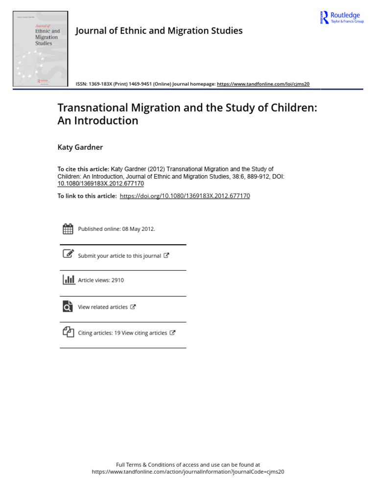 Transnational Migration and The Study of Children An Introduction | PDF ...