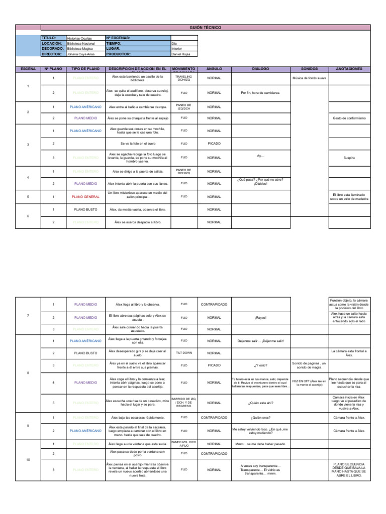 GUIÓN TÉCNICO - Hoja 1 | PDF