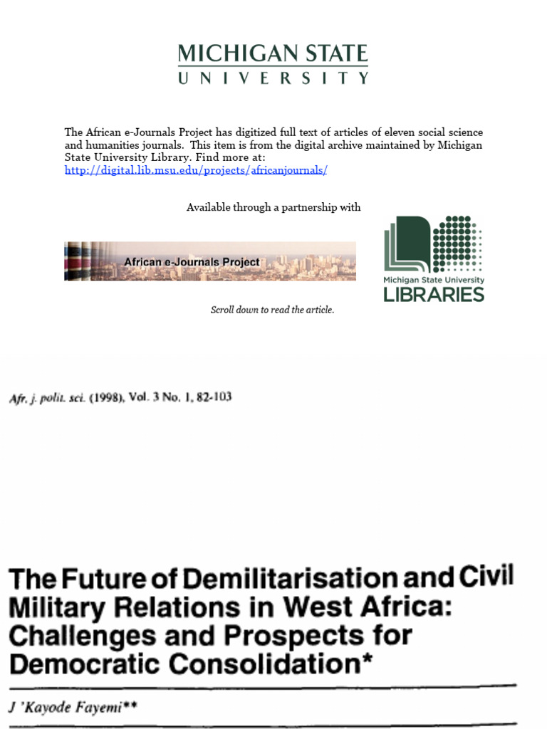 Demilitarisation in West Africa: Challenges | PDF | Democratization ...