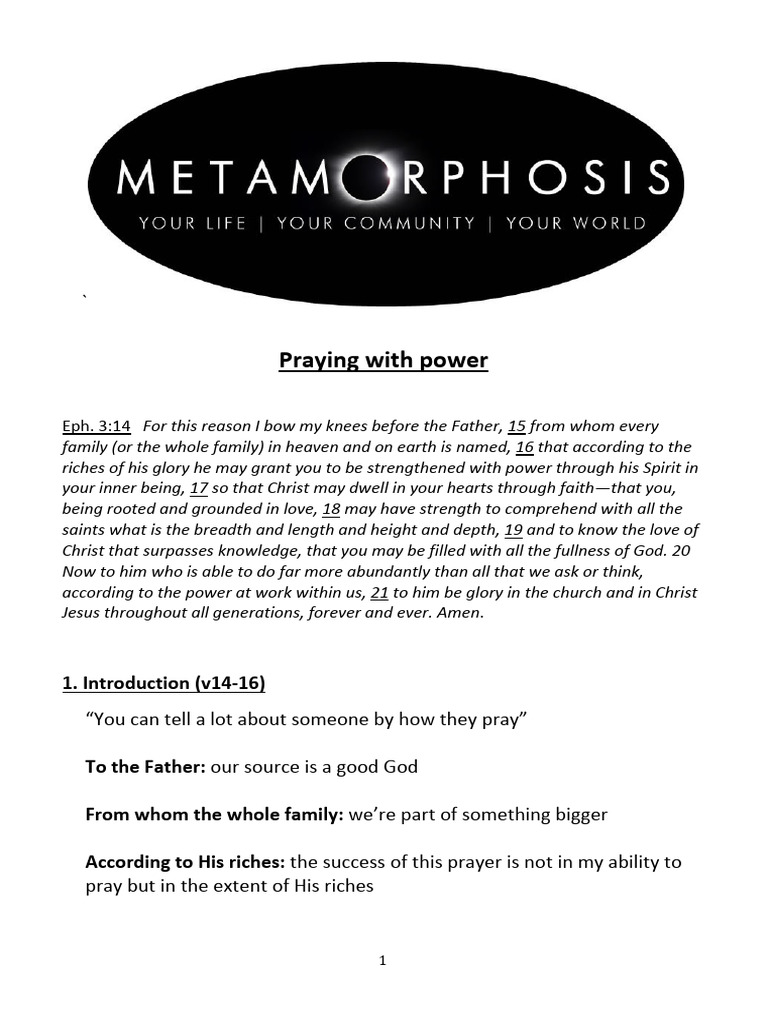 Metamorphosis Praying With Power | PDF | Jesus | Glory (Religion)