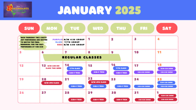 January 2025 Descendants Calendar | PDF