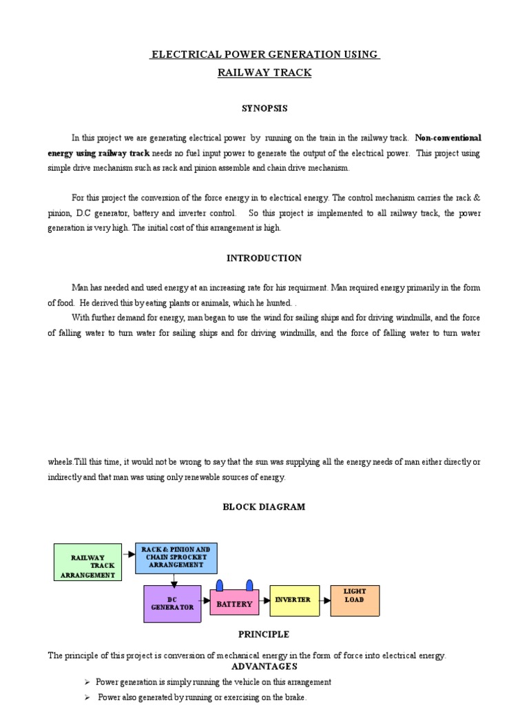 Electrical Power Generation Using Railway Track | PDF | Technology ...