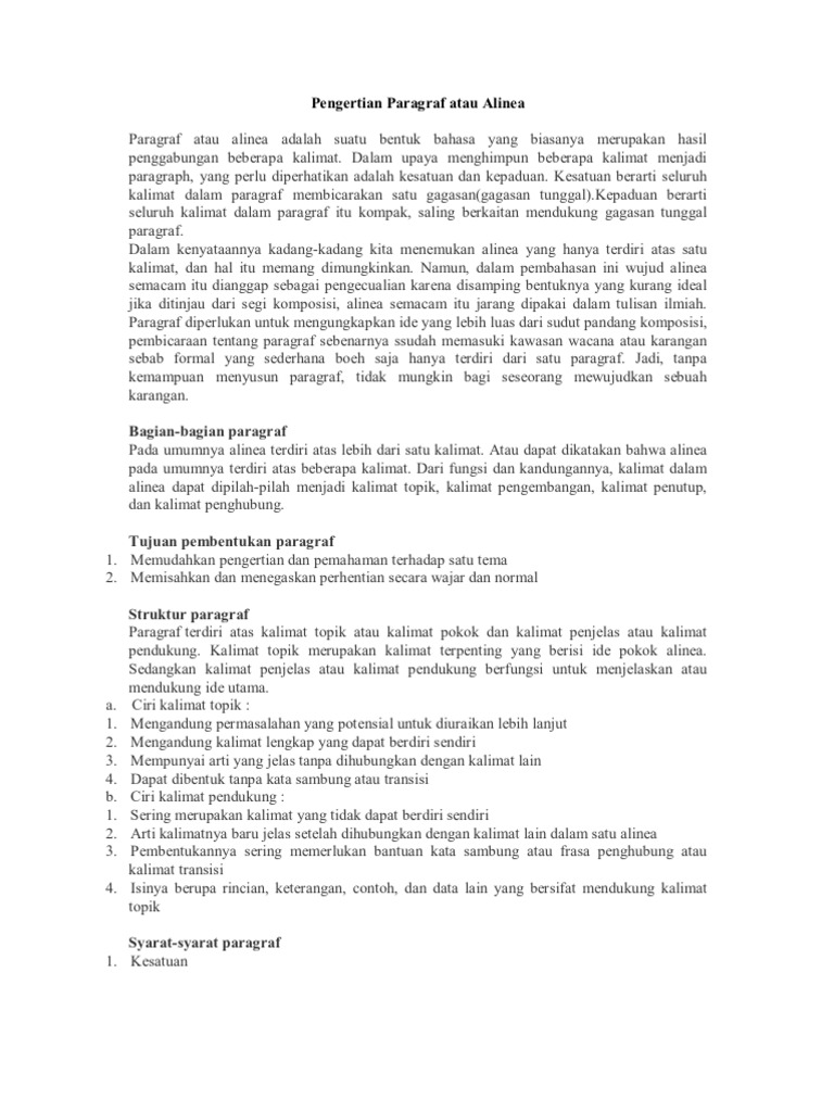 Pengertian Paragraf Atau Alinea | PDF