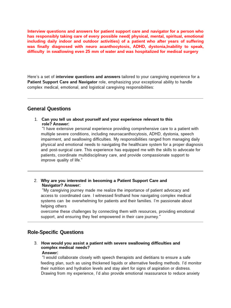 Patient Support Care Interview Guide | PDF | Caregiver | Health Care