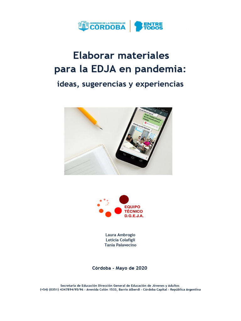 Elaborar materiales para la EDJA en pandemia ideas, sugerencias y ...