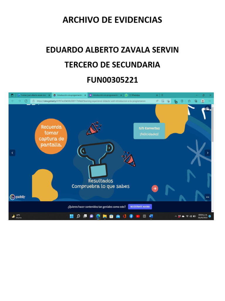 Evidencias - Eduardo Alberto Zavala Servin | PDF