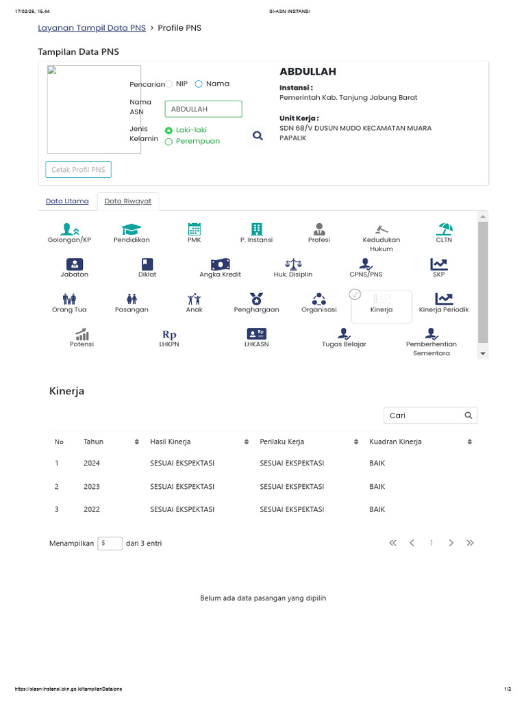 Data Profil PNS Instansi BKN | PDF