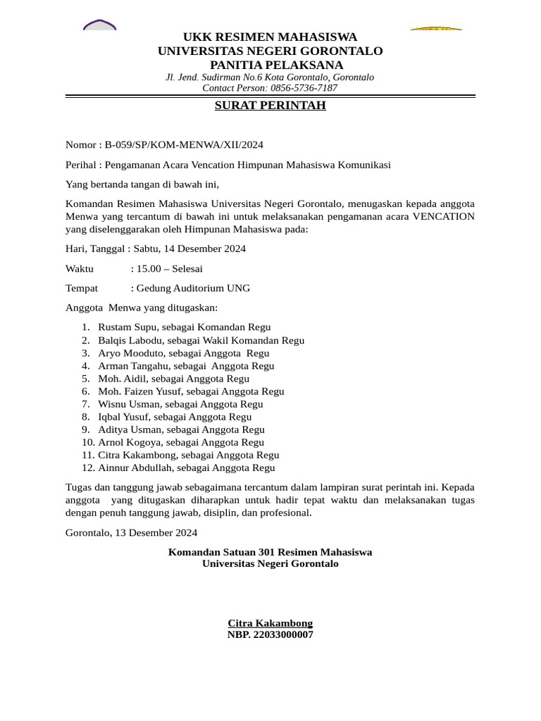 Surat Perintah Pam | PDF