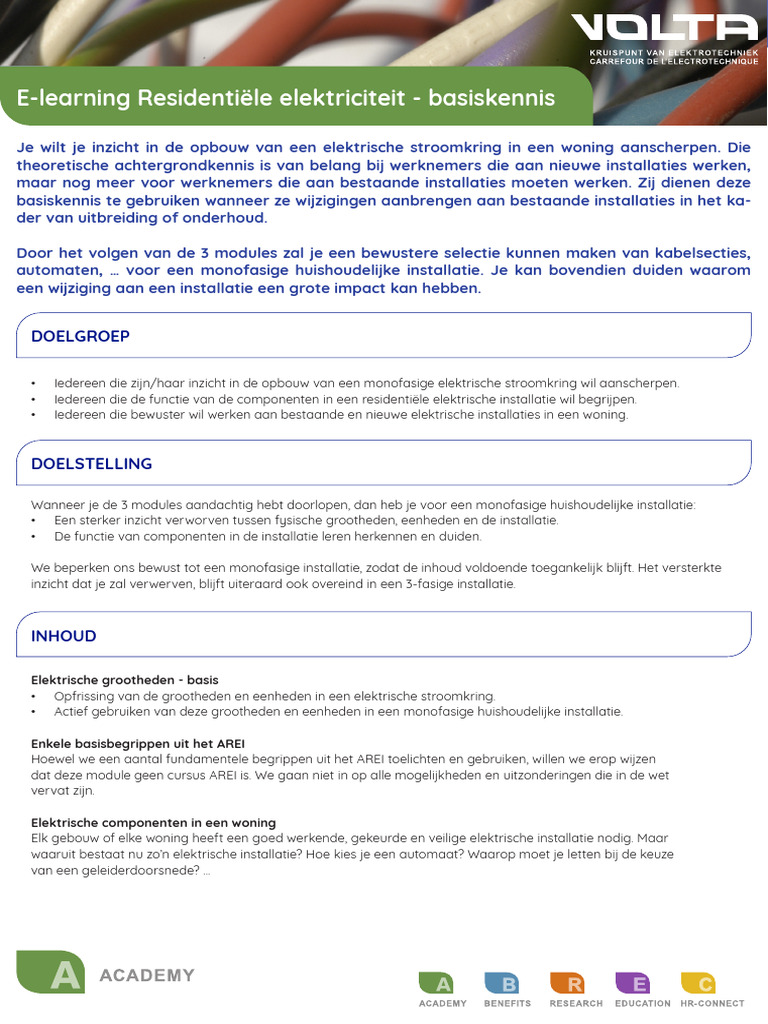 E-Learning Residentiële Elektriciteit Basiskennis | PDF