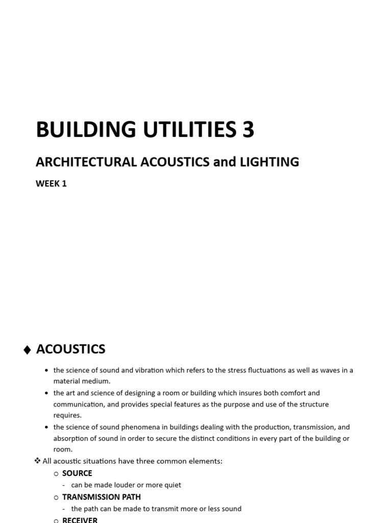 BUILDING UTILITIES 3_WEEK 1 | PDF | Sound | Acoustics