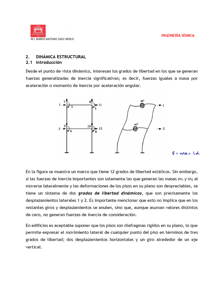 Dinámica Estructural en Edificios | PDF | Masa | Fuerza