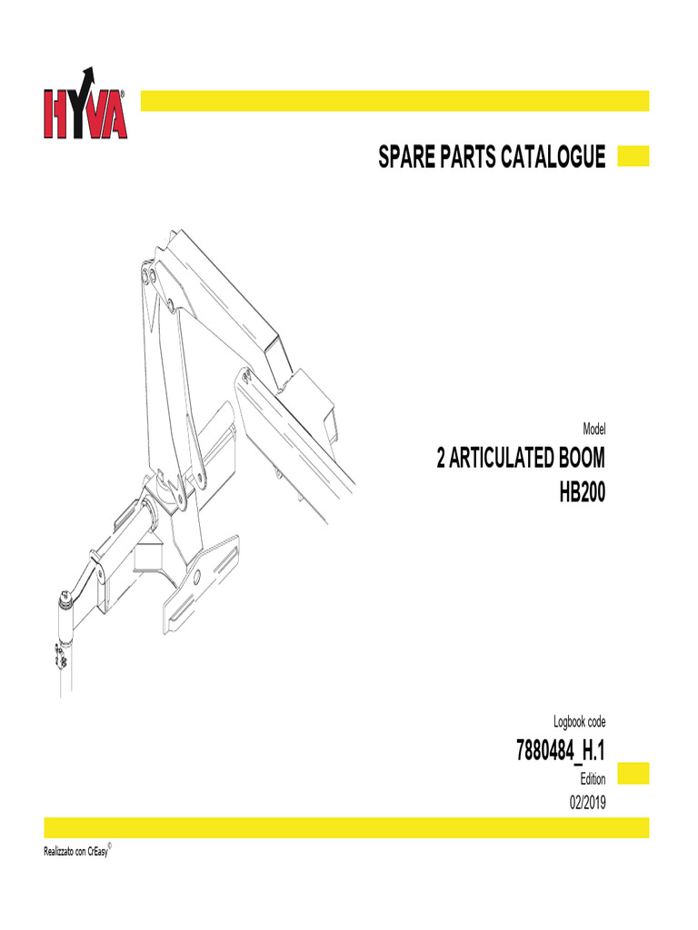 HB200 Articulated Boom Parts Catalog | PDF | Hydraulics | Manufactured ...