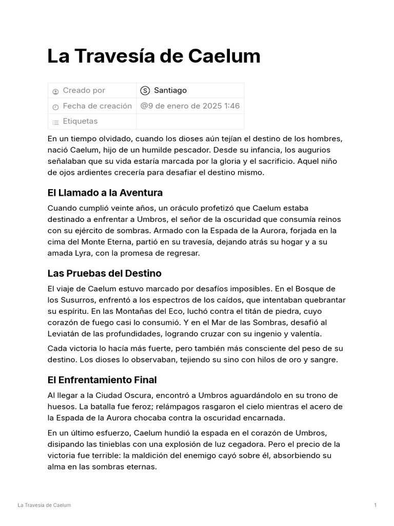 La Travesía de Caelum | PDF