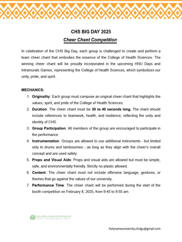 Cheer Chant Mechanics and Criteria | PDF