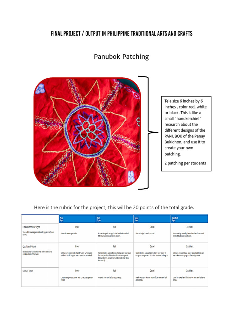 Panubok Patching Project Rubric | PDF