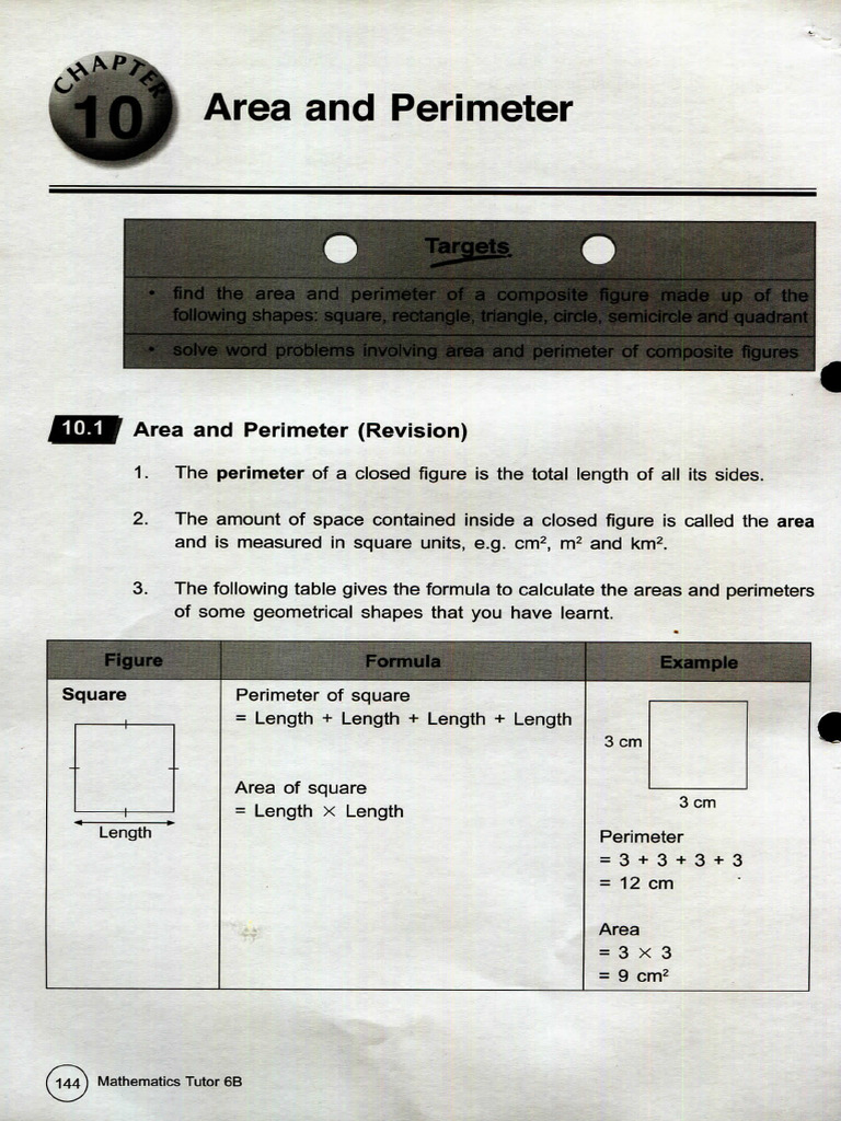 Chapter 10 - Area & Perimeter | PDF
