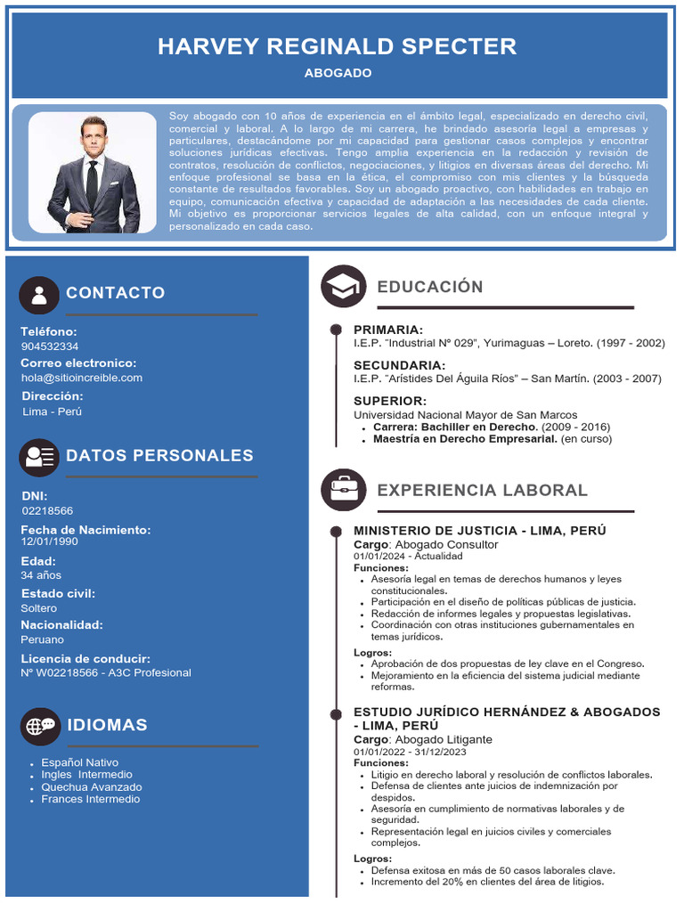 CV Caballero | PDF | Abogado | Arbitraje