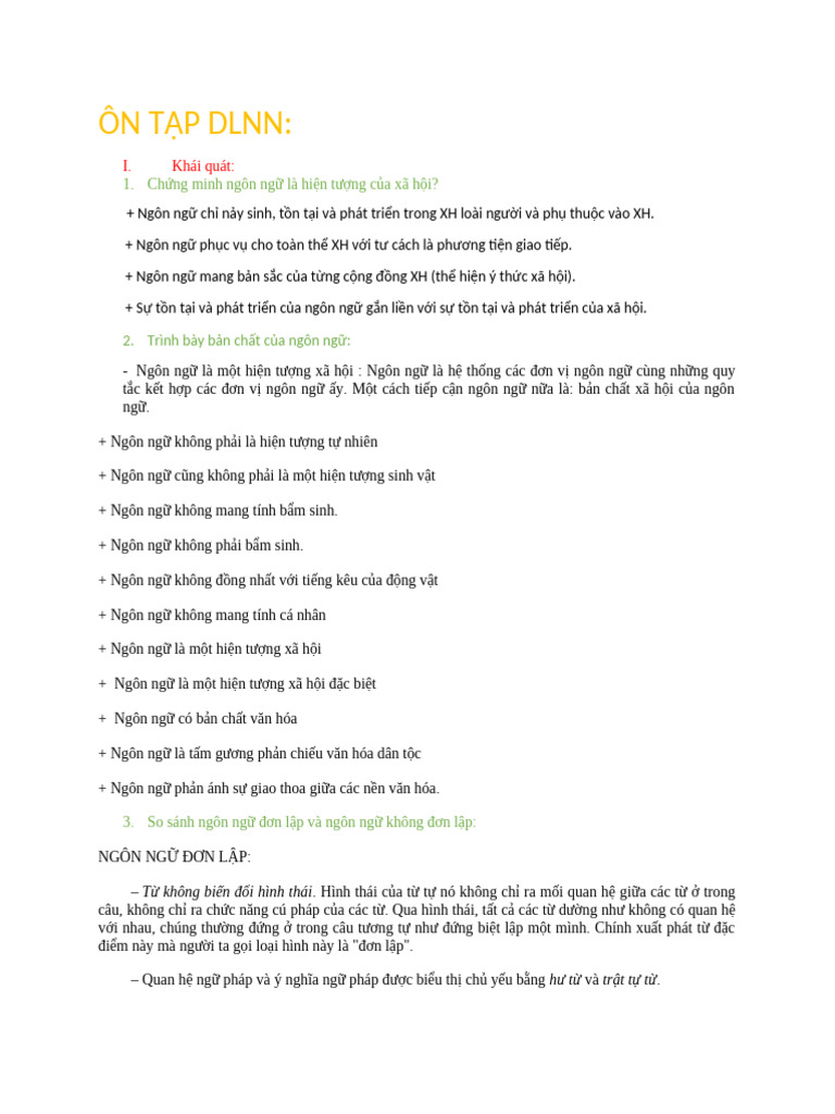 ÔN TẬP DLNN | PDF