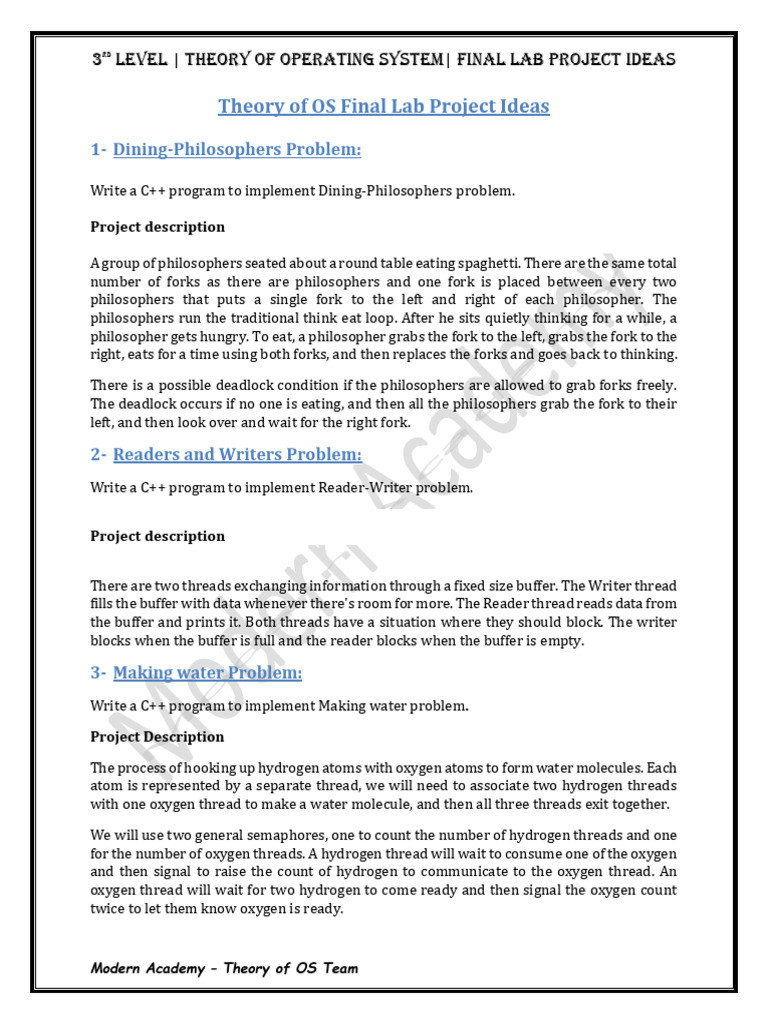 Theory of OS Final Lab Project Ideas | PDF | Computing | Computer ...