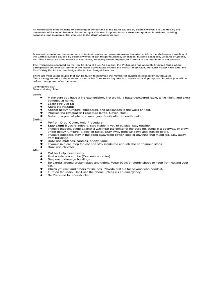 An Earthquake is the Shaking or Trembling of the s | PDF | Earthquakes ...